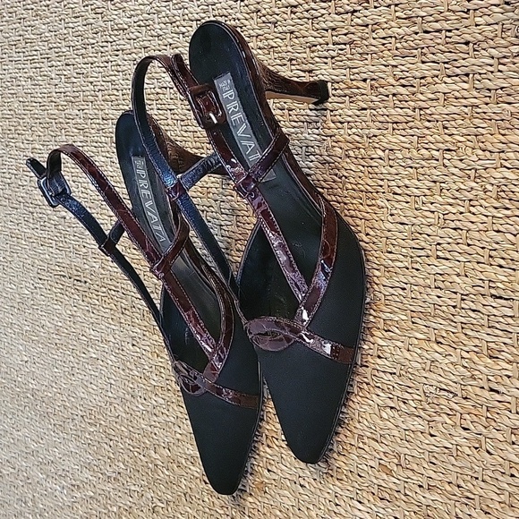 Prevata | Shoes | Prevata Leather Textile Slingback Heels Pointed Toe ...